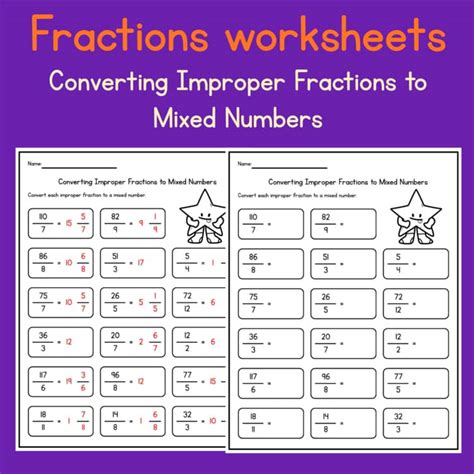 4th Grade Fractions Converting Improper Fractions To Mixed Numbers