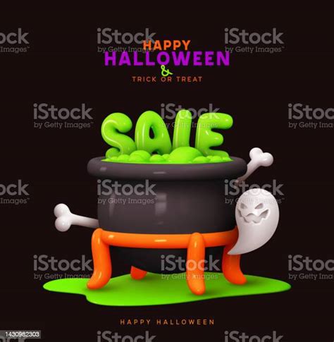 행복한 할로윈 배경 홀리데이 할로윈 포스터 웹 배너 인사말 카드 파티 초대장 표지 밝고 사실적인 3d 디자인 요소는 녹색 물약이