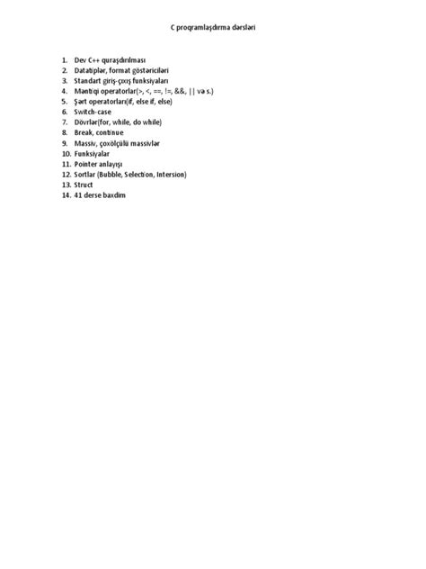 C Proqramlaşdırma Dərsləri Pdf