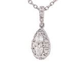 White Diamond 10k White Gold Teardrop Dangle Pendant With Cable Chain 0
