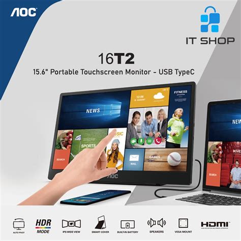 Aoc T Portable Touchscreen Monitor It Shop Online