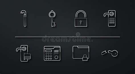 Set Line Crowbar Digital Door Lock Folder And House Intercom System Old Key Broken And Lock
