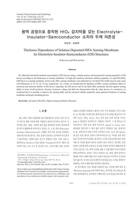 Pdf Thickness Dependence Of Solution Deposited Hfox Sensing Membrane
