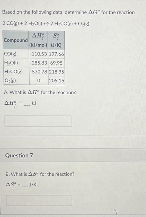 solved based on the following data determine Δg∘ for the