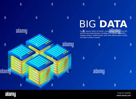 Concept Of Big Data Processing Energy Station Of Future Server Room Rack Data Center Isometric