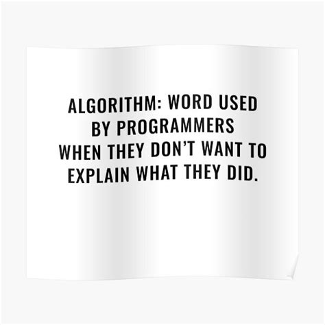 algorithm word used by programmers when black font poster for sale