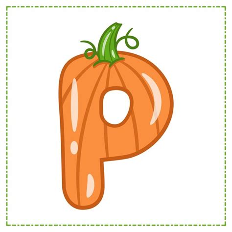 할로윈 영어 알파벳 문자 P 호박 테마 그리기 프리미엄 벡터