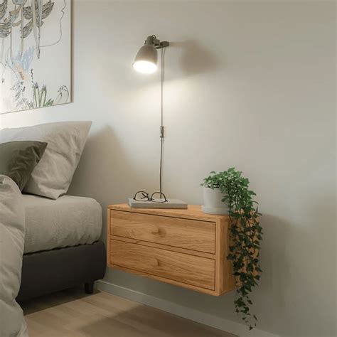 Velador Flotante Contemporáneo Joako Marrón 50cm Mesa De Noche