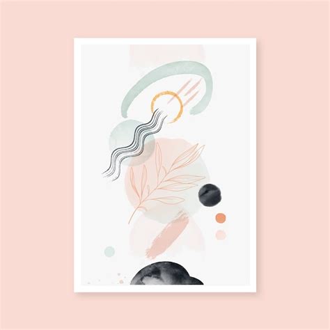 추상적인 모양 수채화 포스터 디자인 무료 벡터