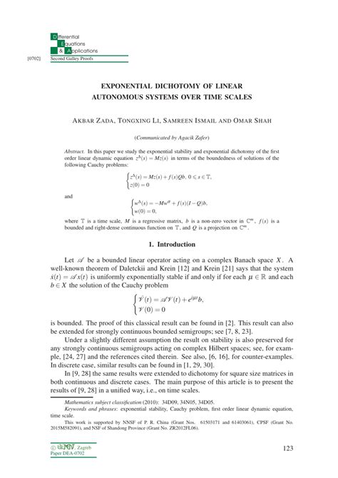 Pdf Exponential Dichotomy Of Linear Autonomous Systems Over Time Scale