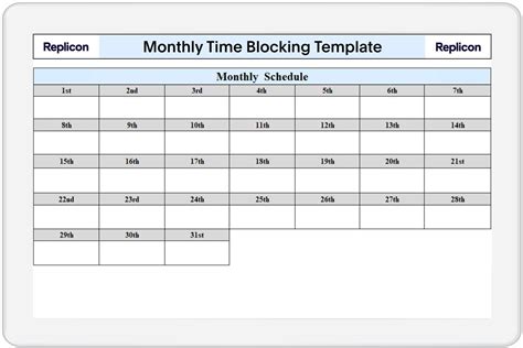 Time Blocking Templates Daily Weekly Monthly Replicon