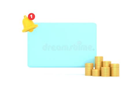 Empty Reminder Pop Up Notification Bell Icon With Coins Stock Illustration Illustration Of