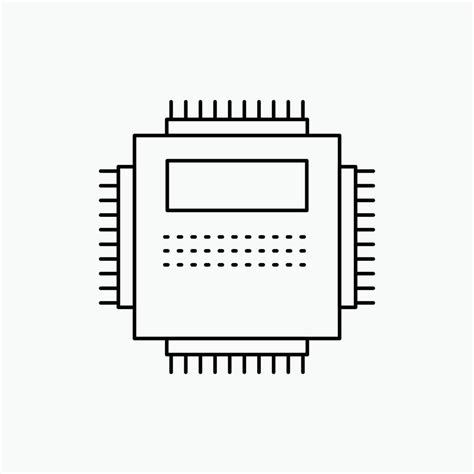 Processor Hardware Computer PC Technology Line Icon Vector Isolated Illustration
