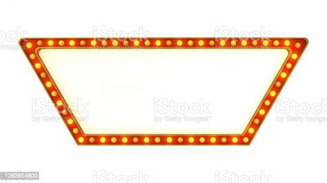 흰색 배경에 빨간색 윤곽 골드 테두리 라이트 보드 기호 복고풍 3d 렌더링 0명에 대한 스톡 사진 및 기타 이미지 0명 3차원 형태 간판 Istock