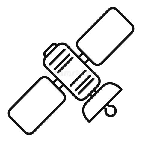 Space Satellite Orbiting Earth Transmitting Signal Icon Stock