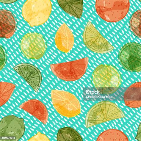 슬라이스 오렌지 라임과 레몬 벡터 수채화 효과 감귤류 원활한 패턴 배경 0명에 대한 스톡 벡터 아트 및 기타 이미지 0명 감귤류 과일 건강한 생활방식 Istock