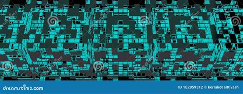 Blue Neon Light Cube Blockchain Network Futuristic Flying Into Digital