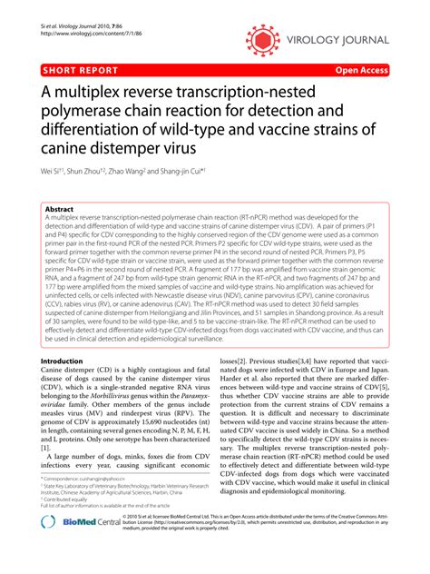 Pdf A Multiplex Reverse Transcription Nested Polymerase Chain Reaction For Detection And