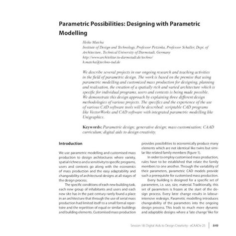 Pdf Parametric Possibilities Data