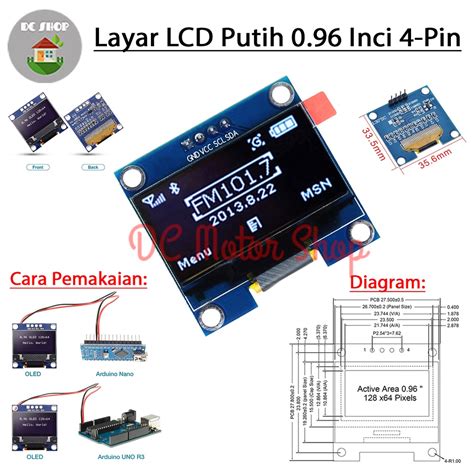 Putih Oled White White White 096 Inch I2c Iic 128x64 Display Module