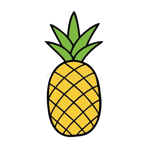Image Of Pineapple Cartoon Drawing Of A Ripe Pineapple With Green