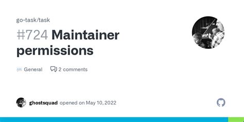 Maintainer Permissions · Go Task Task · Discussion 724 · Github