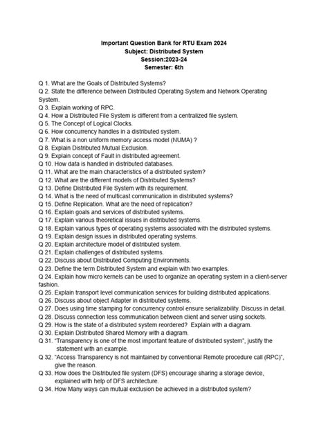 Ds Question Bank Pdf Distributed Computing Replication Computing