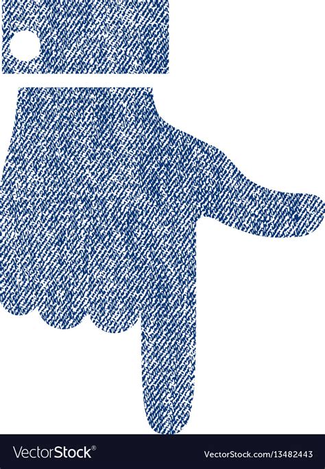 Hand Pointer Down Fabric Textured Icon Royalty Free Vector