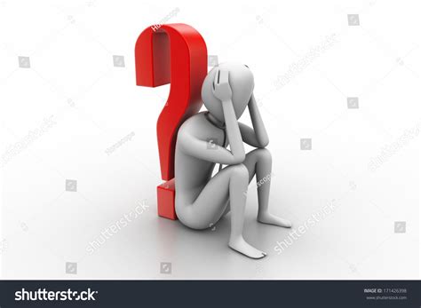 D Man Sitting Near Question Mark Stock Illustration Shutterstock