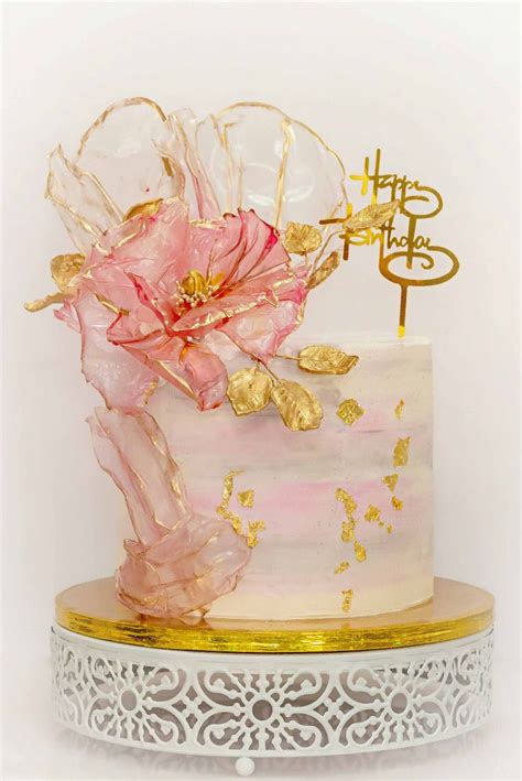 Pastel Cumpleaños Con Adornos En Hoja De Arroz Pastel De Cumpleanos