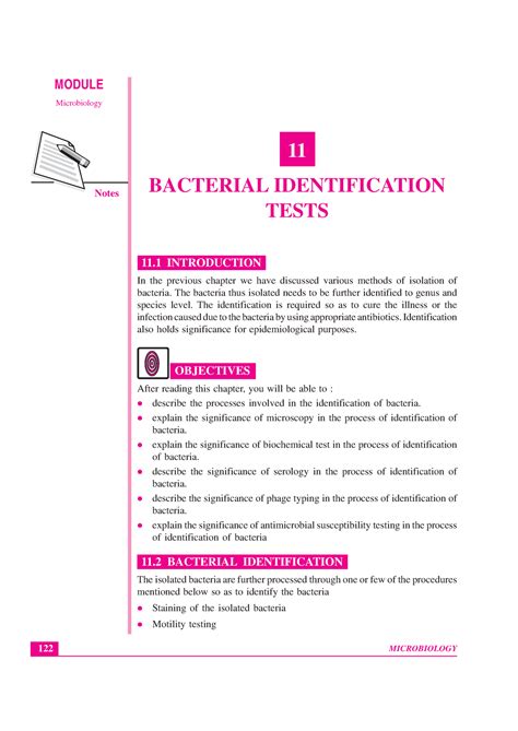 Bacterial Identification Methods Module Bacterial Identification