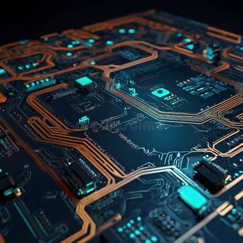 Circuit Panel Electronic Circuit Panel Circuits Chip Blue Lights Generative Ai Stock