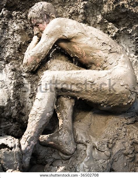 Naked Man Covered Mud Stock Photo Edit Now