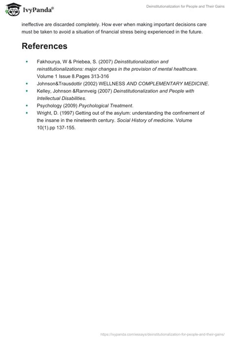 Deinstitutionalization For People And Their Gains 1281 Words Report
