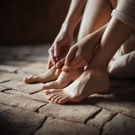 Woman Massaging Foot Premium Ai Generated Image