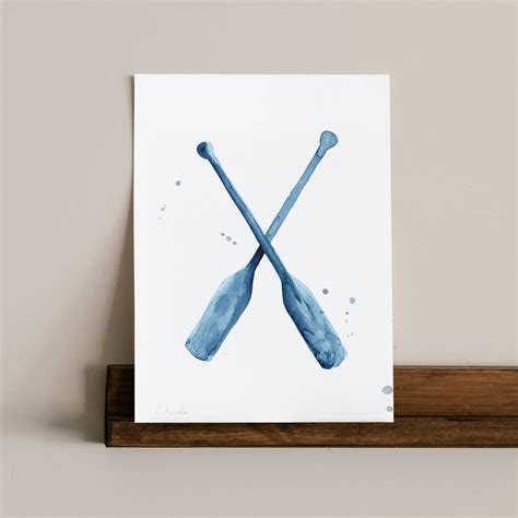 Original Wooden Oar Watercolor Painting Hand Painted Artwork One Of A
