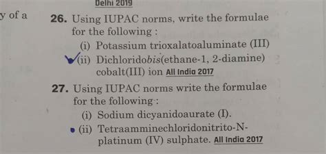 26 using iupac norms write the formulae for the following i potassi