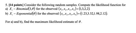 Solved Points Consider The Following Random Samples Chegg