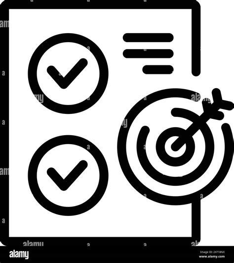 Black And White Vector Icon Illustrating Goals Achievement With Checkboxes And A Target Stock