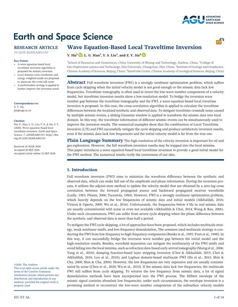 Pdf Wave Equation‐based Local Traveltime Inversion