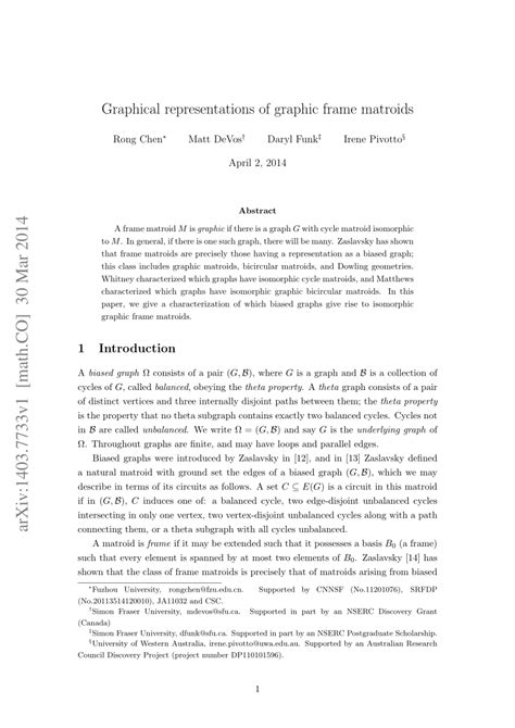 PDF Graphical Representations Of Graphic Frame Matroids