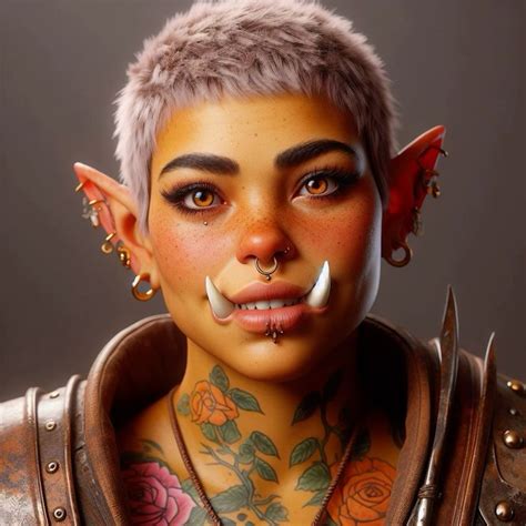Green Skinned Female Half Orc From Dungeons And Dragons Female Half Orc Female Orc Half Orc Female