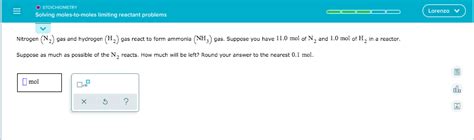 Solved O Stoichiometry Solving Moles To Moles Limiting