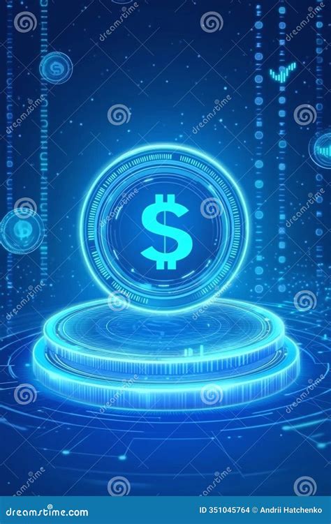 Fintech Icon On Dynamic Blue Abstract Background With Floating Binary