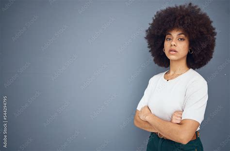 Black Woman Business Leader And Arms Crossed By Advertising Marketing
