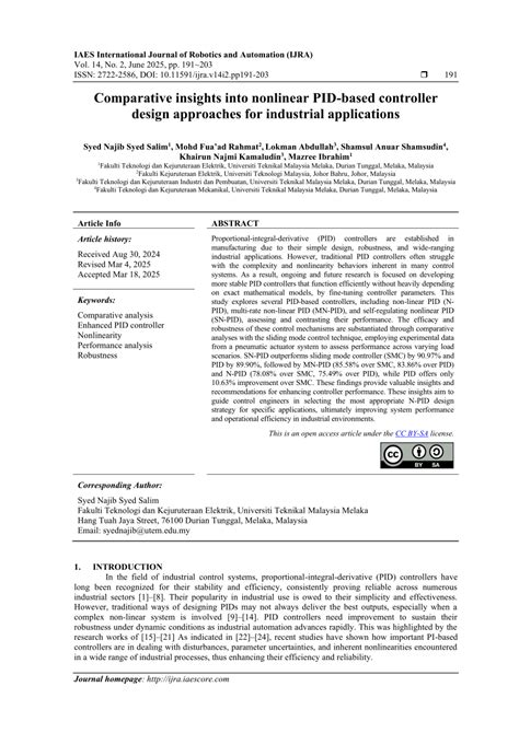 Pdf Comparative Insights Into Nonlinear Pid Based Controller Design Approaches For Industrial