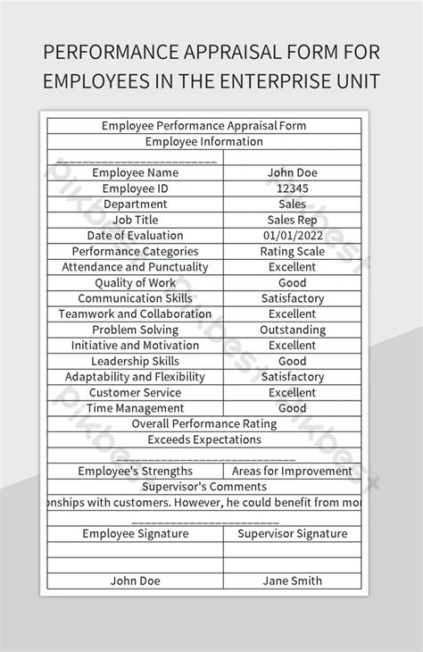 قالب نموذج تقييم موظف المؤسسة Excel قالب Xls أو Xlsx تحميل مجاني Pikbest