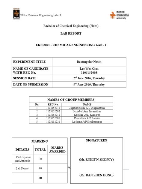Lab 4 Rectangular Notch Pdf Liquids Chemical Engineering