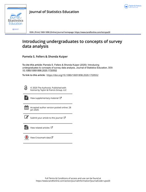 Pdf Introducing Undergraduates To Concepts Of Survey Data Analysis