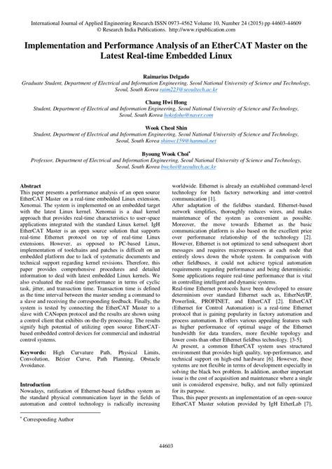 Pdf Implementation And Performance Analysis Of An Ethercat Master On The Latest Real Time